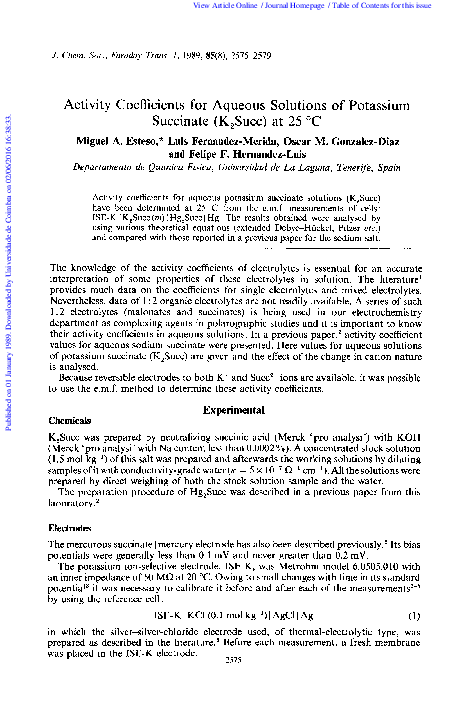 (PDF) Activity coefficients for aqueous solutions of potassium ...