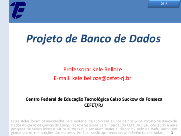 (PDF) Projeto de Banco de Dados