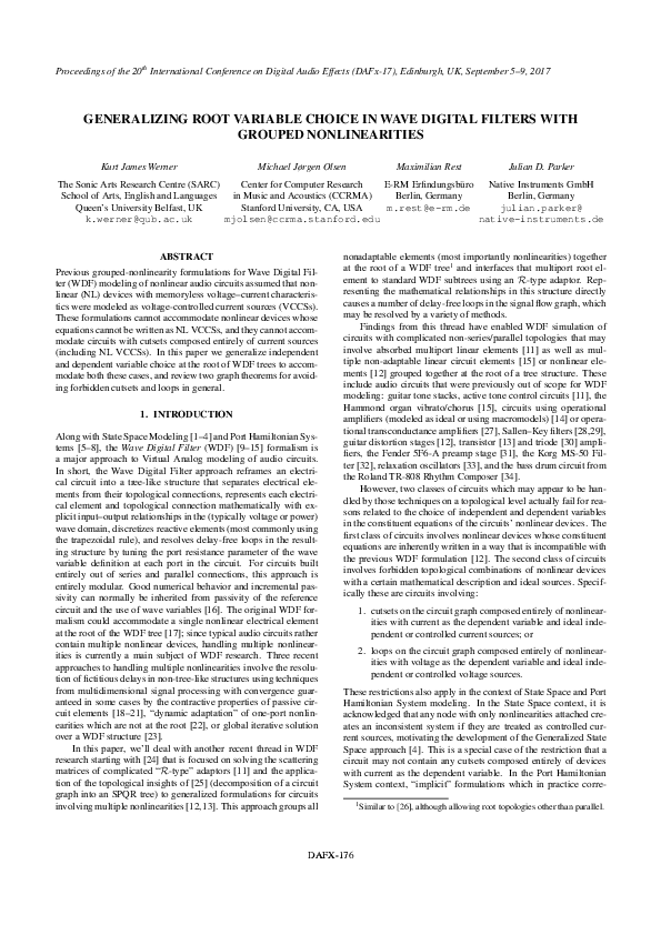 (PDF) Generalizing Root Variable Choice In Wave Digital Filters With Grouper Nonlinearities