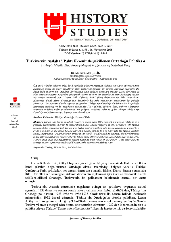 (PDF) Türkiye'nin Sadabad Paktı Ekseninde Şekillenen Ortadoğu ...