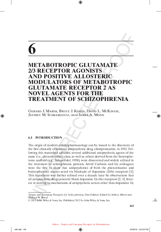 (PDF) Metabotropic Glutamate 2/3 Receptor Agonists and Positive ...