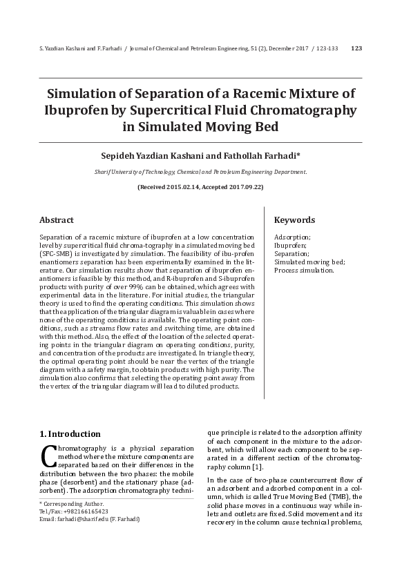 (PDF) Simulation of Separation of a Racemic Mixture of Ibuprofen by ...
