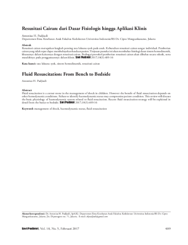 (PDF) Resusitasi Cairan: dari Dasar Fisiologis hingga Aplikasi Klinis ...