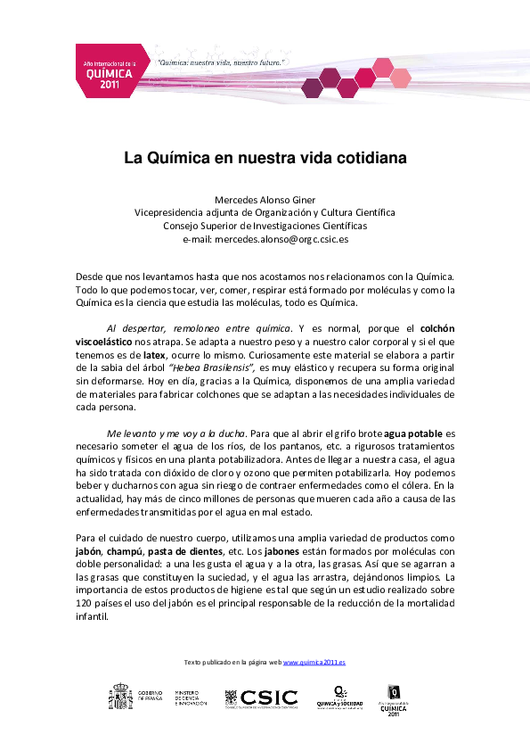 (PDF) La Química en nuestra vida cotidiana