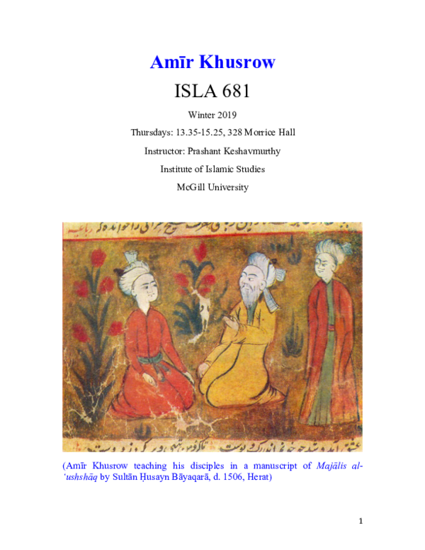 (PDF) ISLA 681: Amīr Khusrow