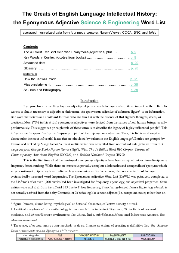 (PDF) The Eponymous Adjectives of Science