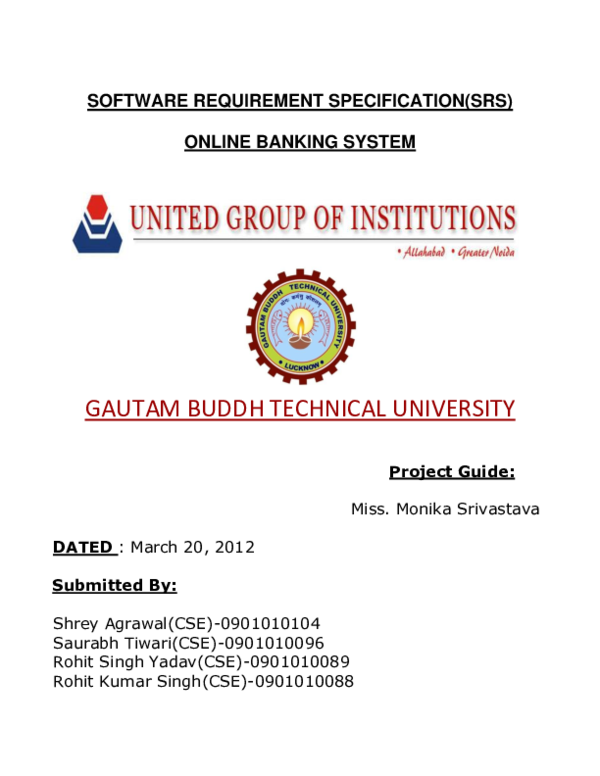 (PDF) SOFTWARE REQUIREMENT SPECIFICATION(SRS) ONLINE BANKING SYSTEM Project Guide
