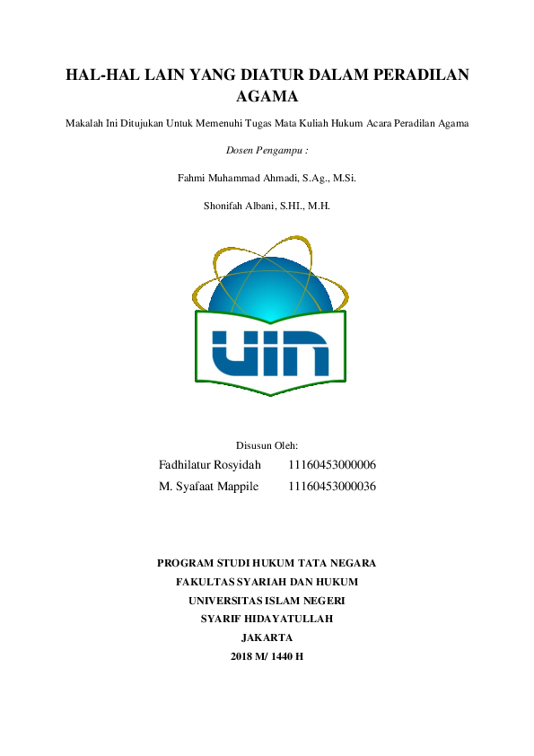 (PDF) HAL-HAL LAIN YANG DIATUR DALAM PERADILAN AGAMA (Derden Verzet ...