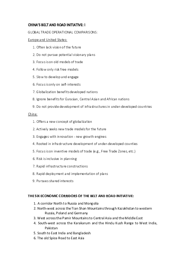 (DOC) CHINA'S BELT AND ROAD INITIATIVE: I