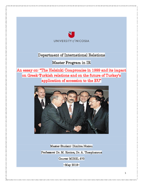 (DOC) The Helsinki Compromise in 1999 and its impact on Greek-Turkish ...