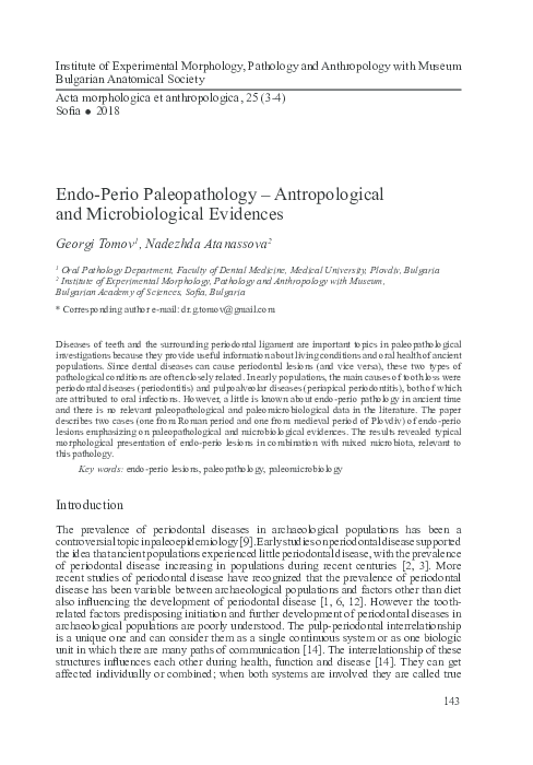 (PDF) Endo-Perio Paleopathology – Antropological and Microbiological ...