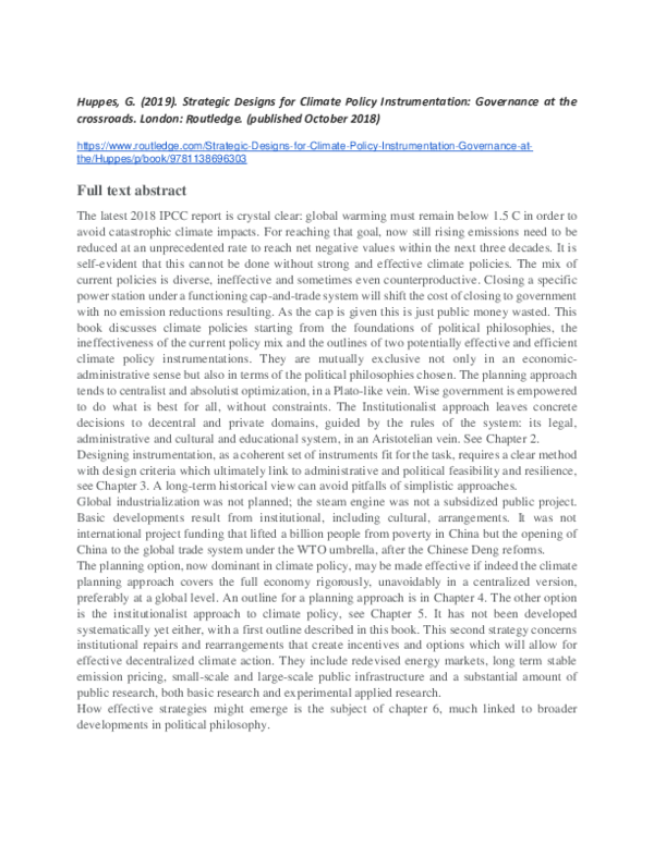 (PDF) Strategic designs for climate policy instrumentation: Abstracts ...
