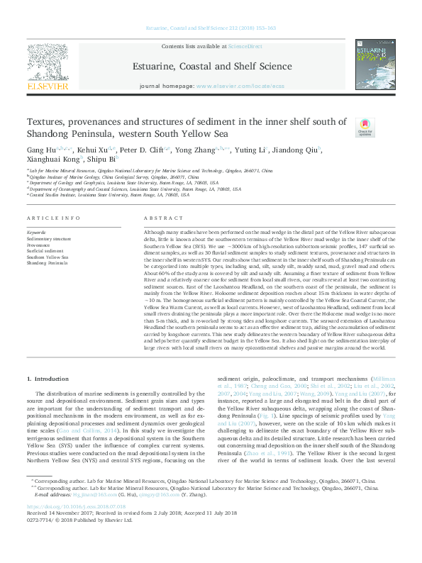 (PDF) Textures, provenances and structures of sediment in the inner ...