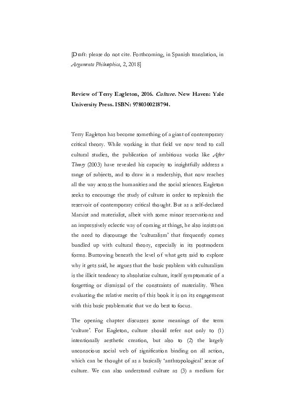 (DOC) Review of Terry Eagleton, Culture