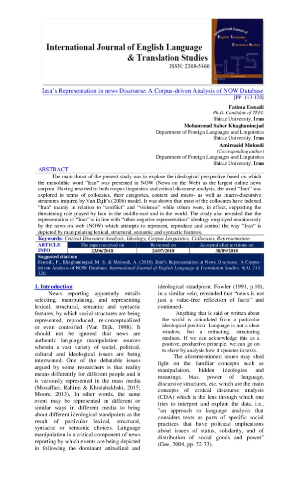 (PDF) Iran's Ideological Representation in News Media