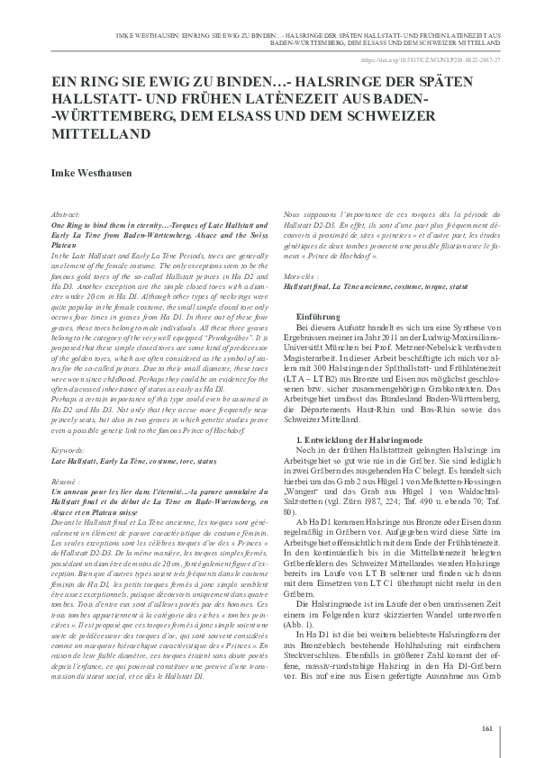 (PDF) EIN RING SIE EWIG ZU BINDEN…-HALSRINGE DER SPÄTEN HALLSTATT-UND ...