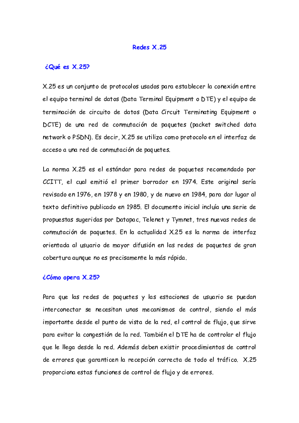 (DOC) Redes X.25 ¿Qué es X.25