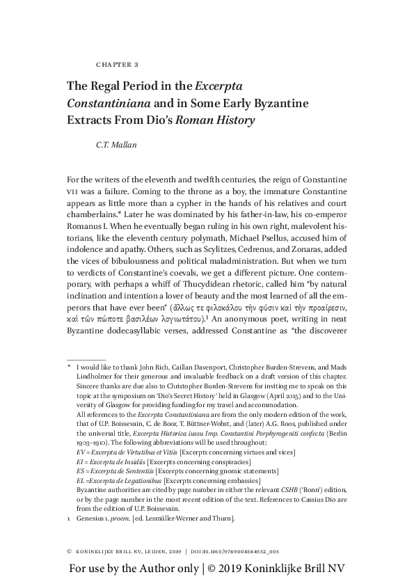 (PDF) The Regal Period in the Excerpta Constantiniana and in Some Early ...
