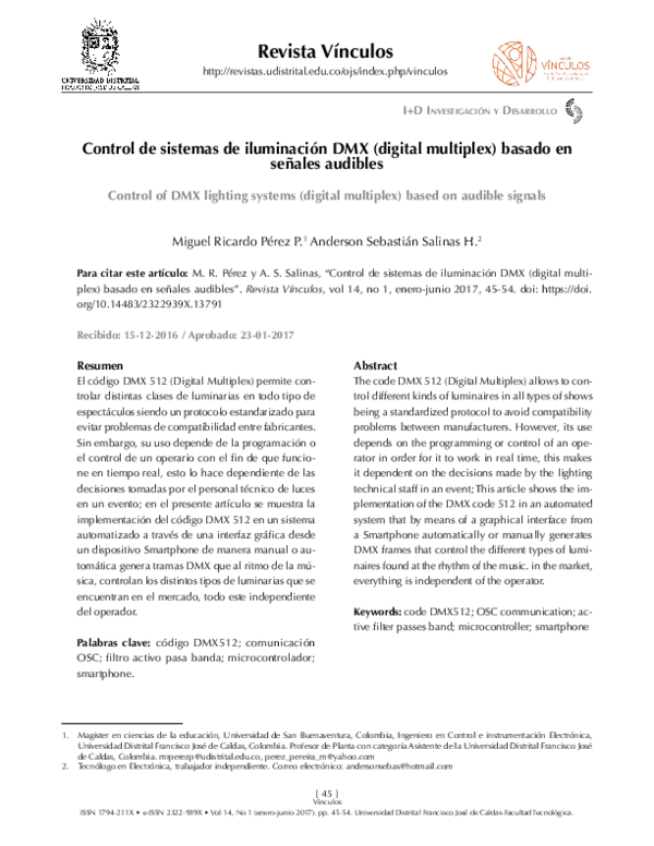 (PDF) Control of DMX lighting systems (digital multiplex) based on ...