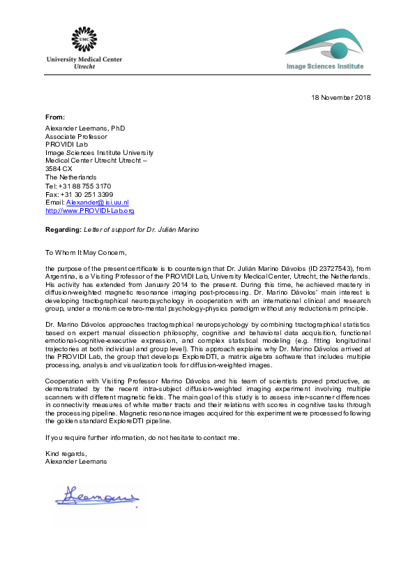 (PDF) Letter for Julian Marino UMC Utrecht