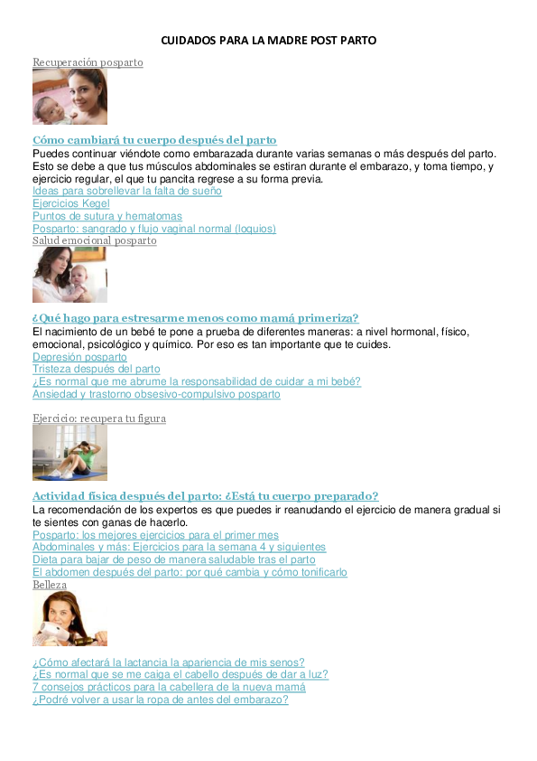 (DOC) CUIDADOS PARA LA MADRE POST PARTO