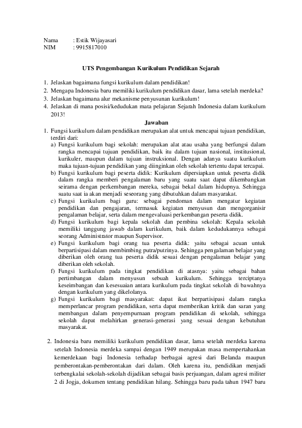 (DOC) UTS kurikulum.docx | estik wijayasari - Academia.edu