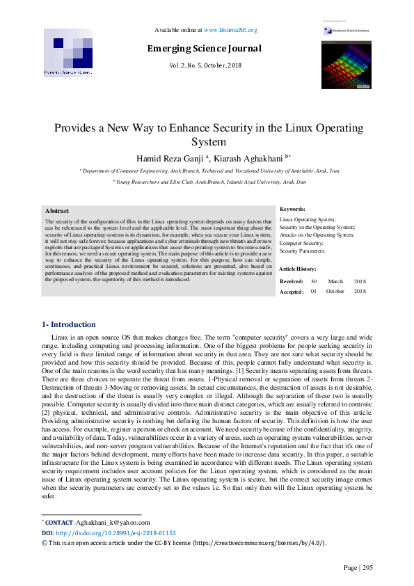 (PDF) Emerging Science Journal Provides a New Way to Enhance Security ...