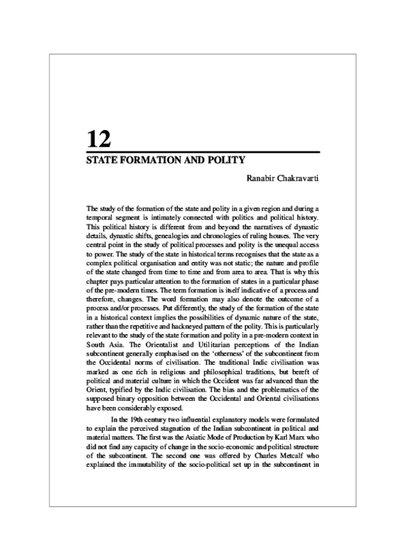 (PDF) STATE FORMATION AND POLITY