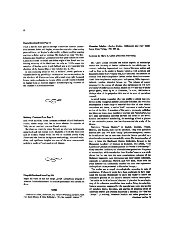 (PDF) Mark R. Cohen, “Review of ‘Geniza Scheiber’, by Alexander ...