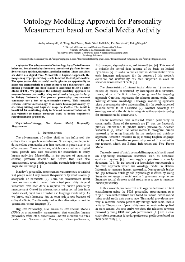 (PDF) Ontology Modelling Approach for Personality Measurement based on ...