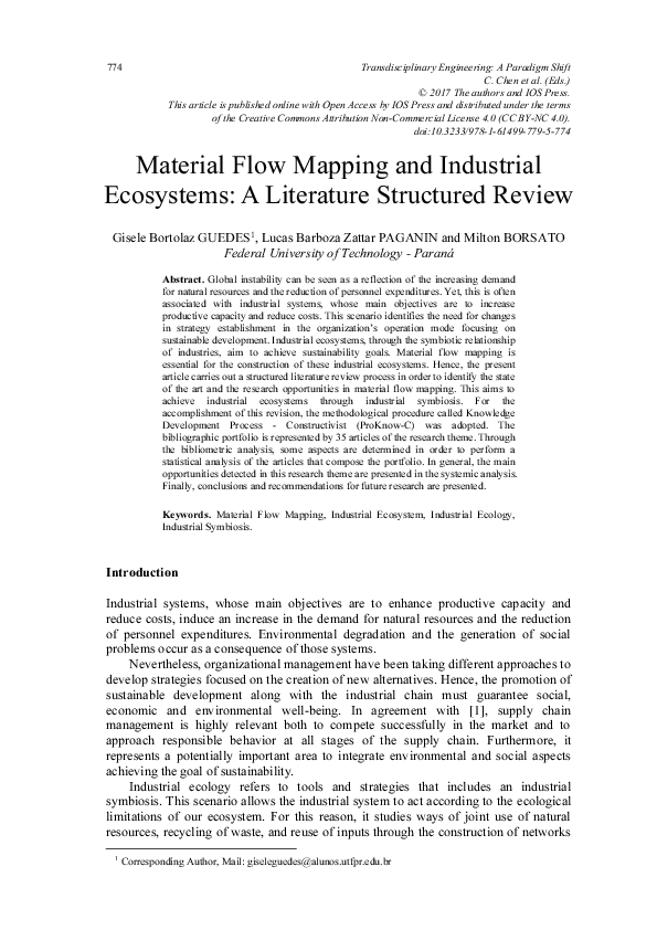 (PDF) Material Flow Mapping and Industrial Ecosystems: A Literature ...