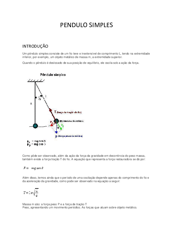 (DOC) PENDULO SIMPLES