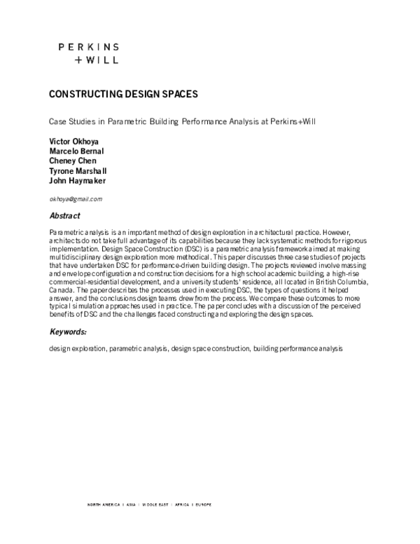 (PDF) CONSTRUCTING DESIGN SPACES Case Studies in Parametric Building Performance Analysis at ...