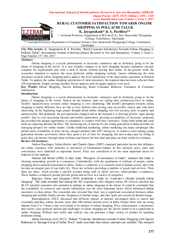 (PDF) RURAL CUSTOMER SATISFACTION TOWARDS ONLINE.pdf