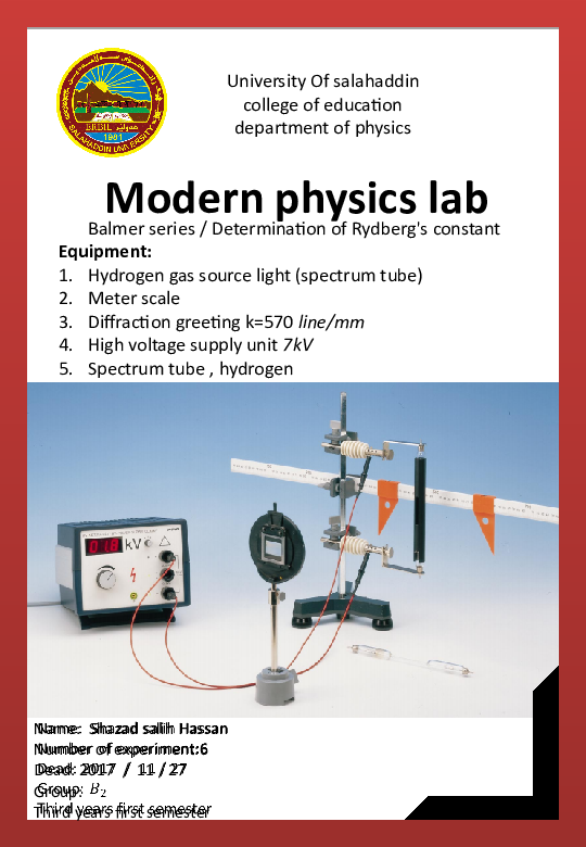 (PPT) Balmer series / Determination of Rydberg's constant