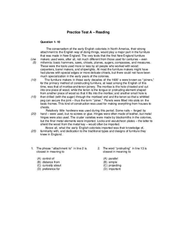 (PDF) Practice Test A – Reading