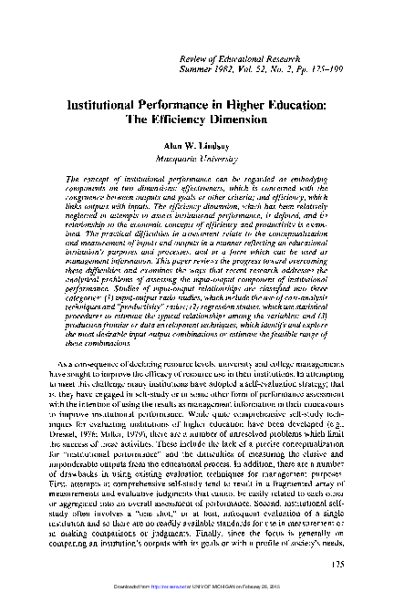 (PDF) Institutional Performance in Higher Education: The Efficiency ...