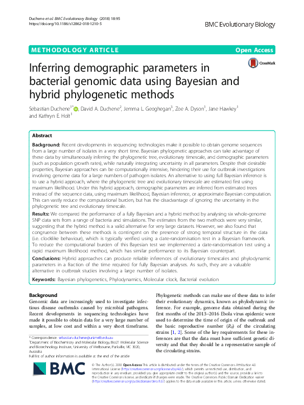 Pdf Inferring Demographic Parameters In Bacterial Genomic Data Using