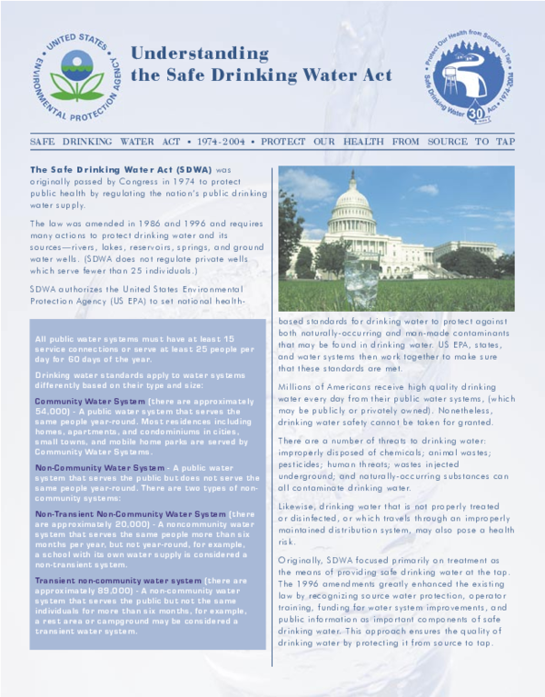 (PDF) Understanding the Safe Drinking Water Act