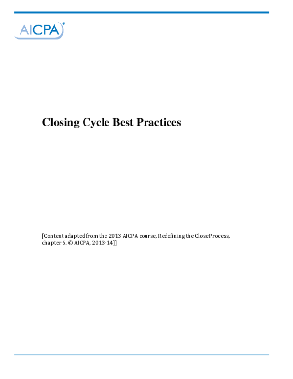 (PDF) Closing Cycle Best Practices
