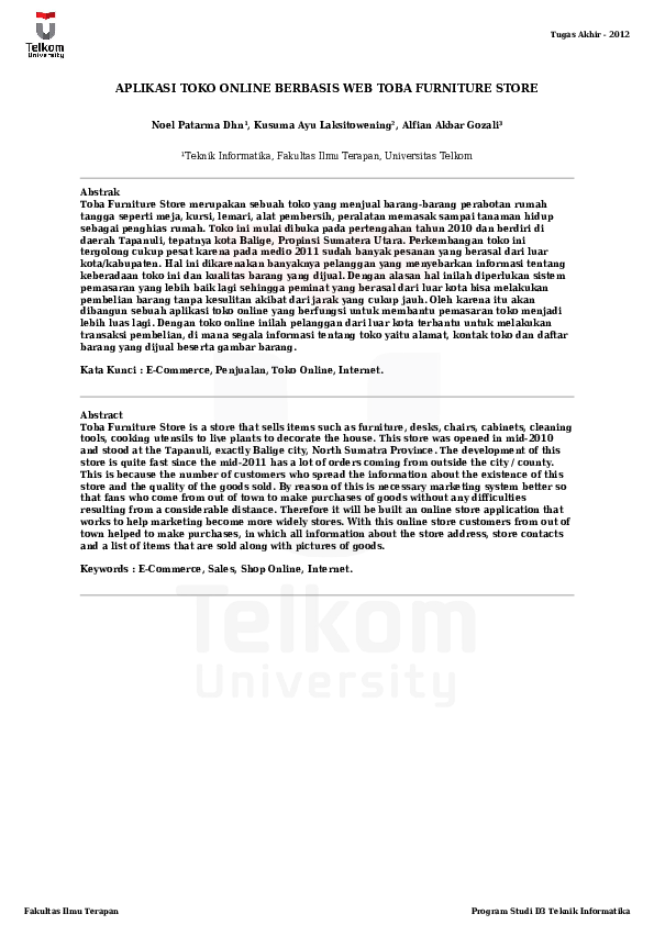 (PDF) APLIKASI TOKO ONLINE BERBASIS WEB TOBA FURNITURE STORE Tugas ...