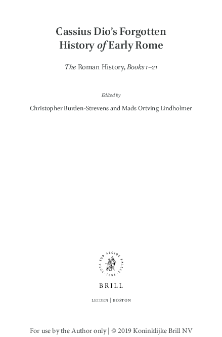 (PDF) Cassio Dione e le fonti pre-liviane: una versione alternativa dei ...
