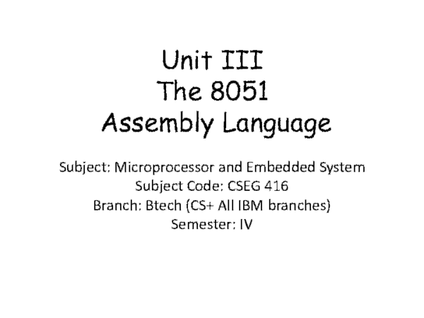(PPT) Unit III 8051 assembly language