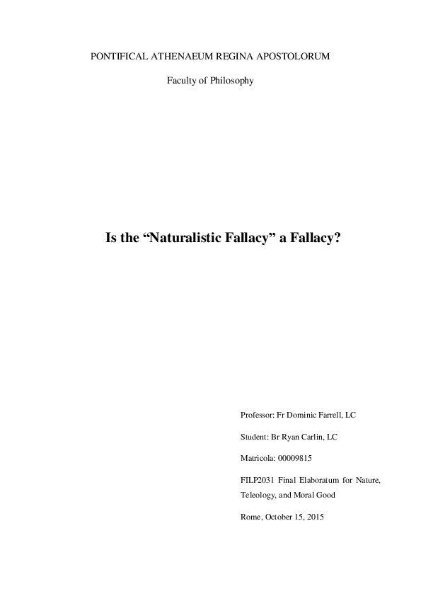 (PDF) Is the " Naturalistic Fallacy " a Fallacy?