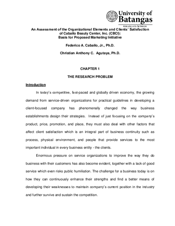 (DOC) An Assessment of the Organizational Elements and Clients ...