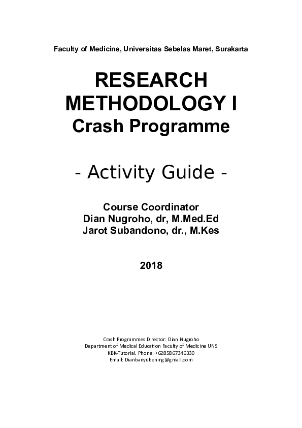 (DOC) RESEARCH METHODOLOGY I Crash Programme -Activity Guide