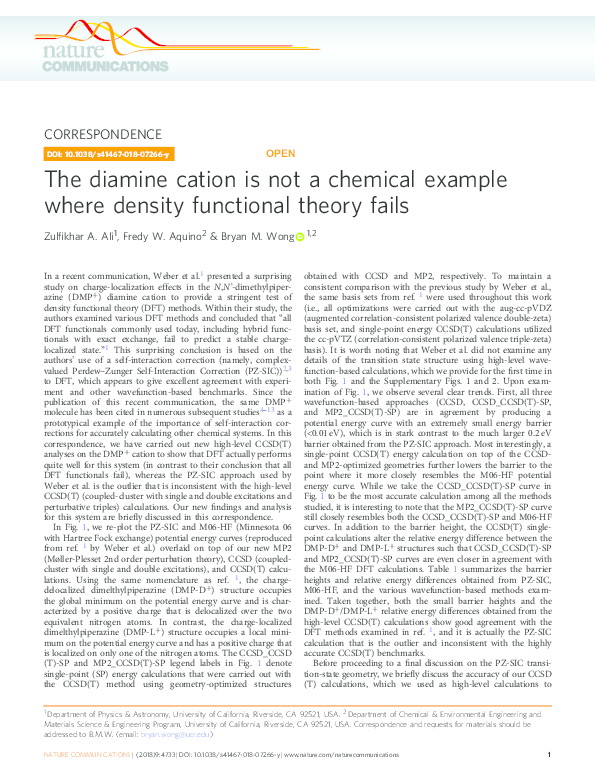 (PDF) The Diamine Cation Is Not a Chemical Example of Where Density ...