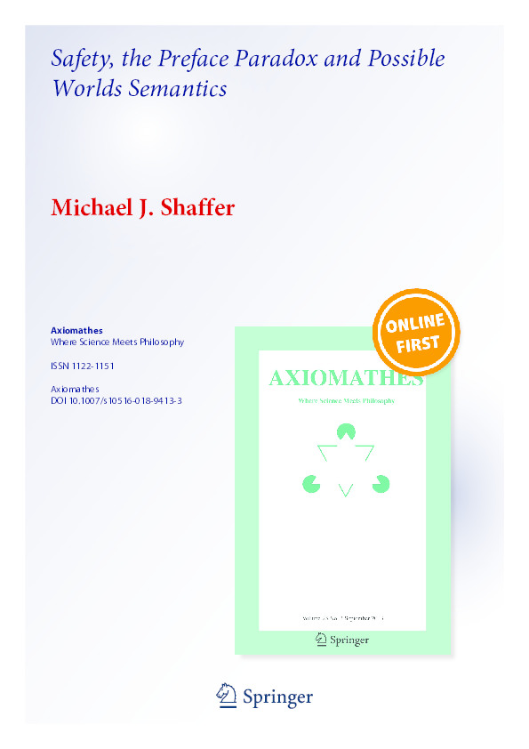 (PDF) Safety, the Preface Paradox and Possible Worlds Semantics