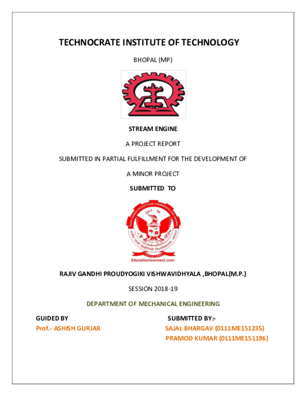 (DOC) TECHNOCRATE INSTITUTE OF TECHNOLOGY | sajal bhargav - Academia.edu