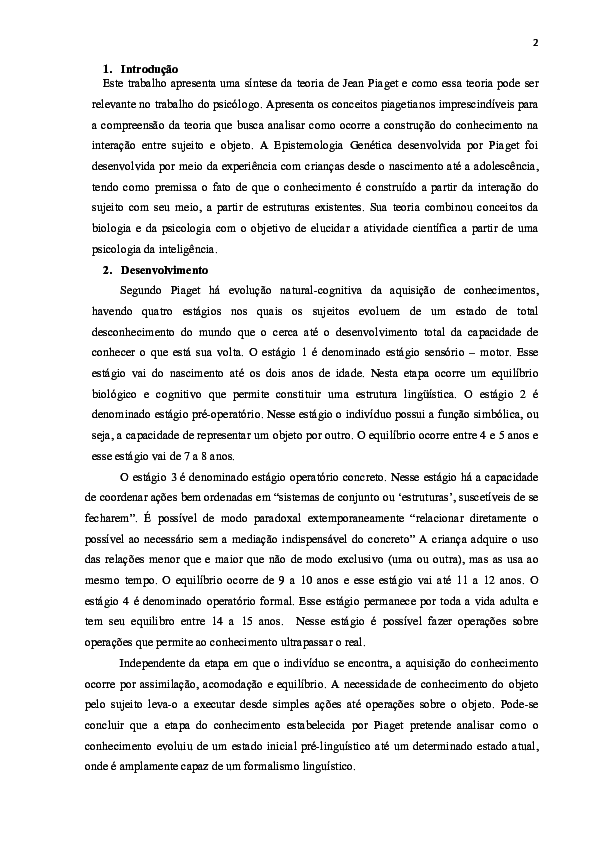 Pdf A Epistemologia Genetica De Piaget
